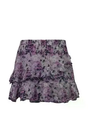LoveShackFancy Floral-print Ruffle Mini Skirt