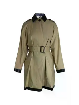 Burberry Leather-trim Belted Trench Coat