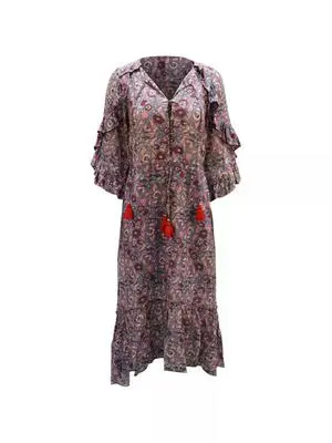 Figue Floral-print Tassel-detail Dress - Blue