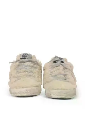 GOLDEN GOOSE Super-star Shearling Glittered Sneakers
