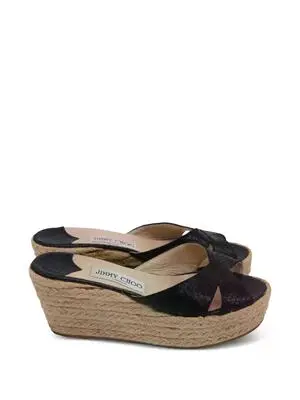 JIMMY CHOO Snakeskin-embossed Espadrille Wedges