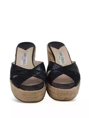 JIMMY CHOO Snakeskin-embossed Espadrille Wedges