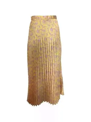 Sandro Pleated Floral-print Midi Skirt