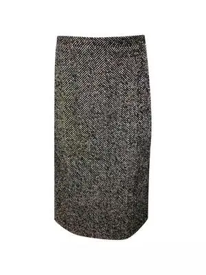 N°21 Herringbone-pattern Slit-detail Skirt