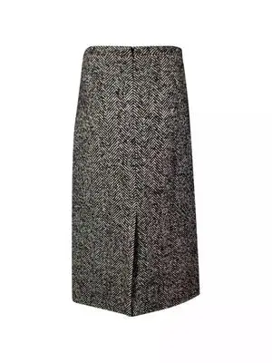 N°21 Herringbone-pattern Slit-detail Skirt