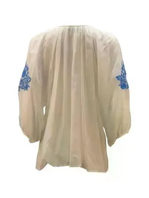 Melissa Odabash Floral-embroidered Voile Blouse