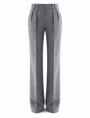 JIL SANDER Wool Gabardine Wide Leg Pants - Grey