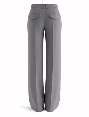 JIL SANDER Wool Gabardine Wide Leg Pants - Grey