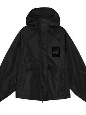 GANNI Jacket With Logo - Black