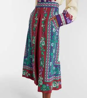 La DoubleJ Santa Monica Printed Satin Midi Skirt