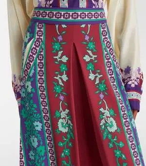 La DoubleJ Santa Monica Printed Satin Midi Skirt