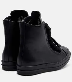 Rick Owens Jumbolace Leather High Top Sneakers