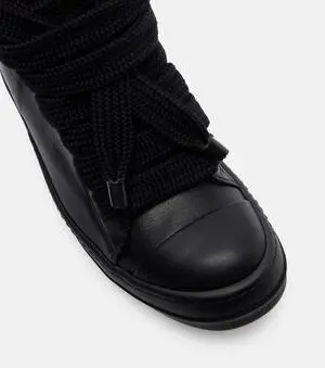 Rick Owens Jumbolace Leather High Top Sneakers