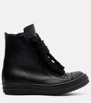 Rick Owens Jumbolace Leather High Top Sneakers