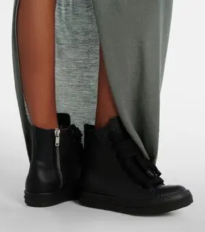 Rick Owens Jumbolace Leather High Top Sneakers