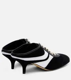 Dries Van Noten White Suede Mules - Black