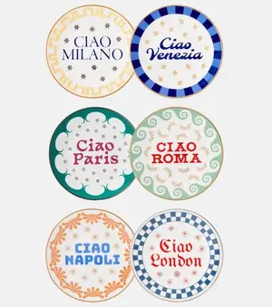 BITOSSI Set Of 6 Porcelain Plates - Multicoloured