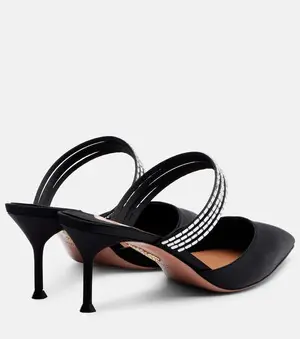 AQUAZZURA Luce 65 Embellished Mules