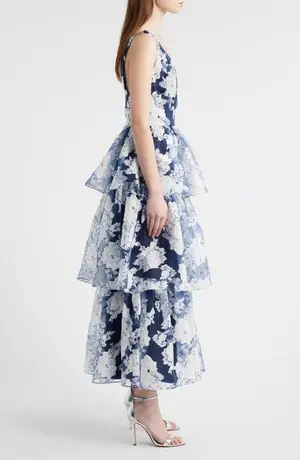 Lulus Vallia Floral Tiered Gown