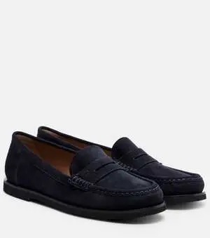 GIANVITO ROSSI Vernon Suede Penny Loafers - Blue