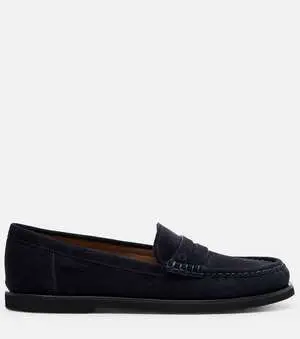 GIANVITO ROSSI Vernon Suede Penny Loafers - Blue