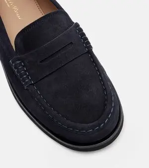 GIANVITO ROSSI Vernon Suede Penny Loafers - Blue