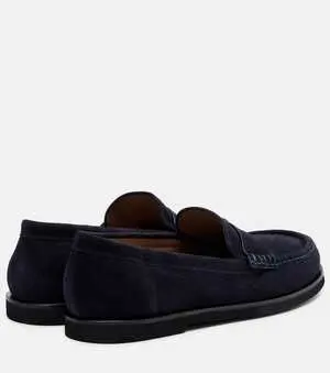 GIANVITO ROSSI Vernon Suede Penny Loafers - Blue