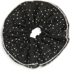 Tasha Polka Dot Scrunchies Set Of Two - Black