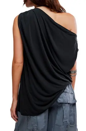 Free People Cascadia One-shoulder Tunic Top - Black