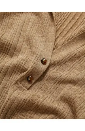 Veronica Beard Rouni Johnny Collar Wool Sweater - Dark Khaki