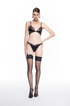 MERS SILK Clara Bra Silk & Lace Front-closure Demi Bra