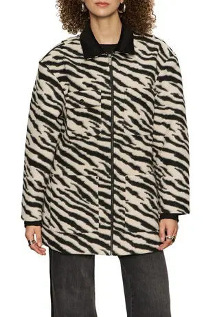 Sanctuary Zebra Print Barn Jacket - Striking White