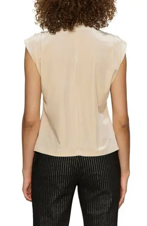 Sanctuary Pleated Sleeve Velvet Top - Light Oat Beige