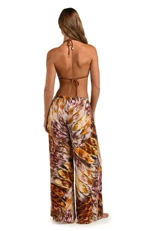 L'Agence Sharon Watercolor Cover-up Pants - Brown Multi