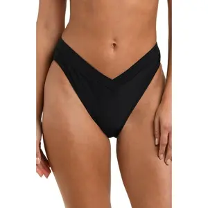 L'Agence Ashleigh V-cut High Leg Bikini Bottoms - Black