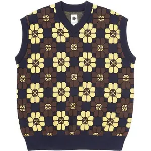 VOWELS Jacquard Knit Sweater Vest - Navy