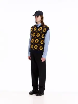 VOWELS Jacquard Knit Sweater Vest