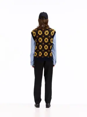 VOWELS Jacquard Knit Sweater Vest