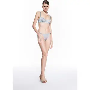 MERS SILK Sky Thongfrench Lace Panties - Blue