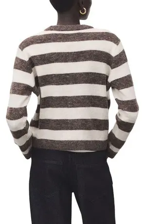 Mango Striped Crewneck Sweater - Brown