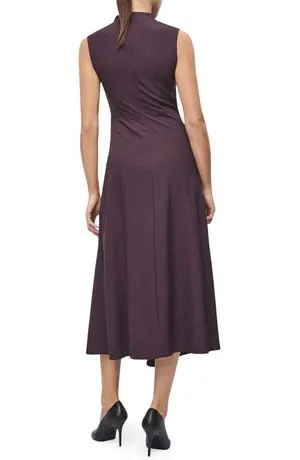 Mango Mock Neck A-line Midi Dress - Wine