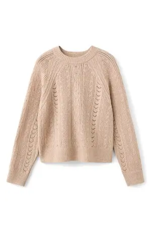 Mango Pointelle Crewneck Sweater - Medium Brown