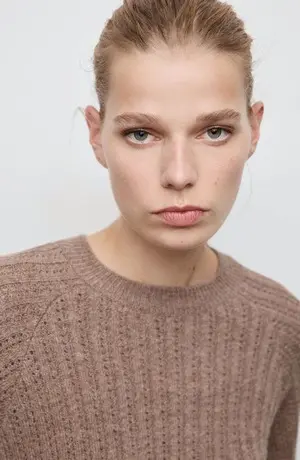 Mango Pointelle Crewneck Sweater - Brown