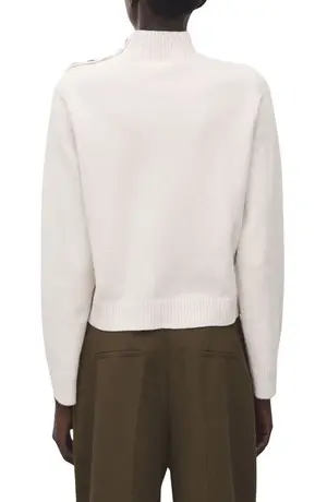 Mango Shoulder Button Mock Neck Sweater - Ecru