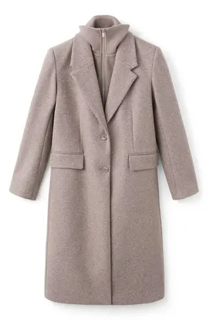 Mango Notch Collar Coat With Removable Bib Insert