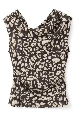 Mango Animal Print Draped Top
