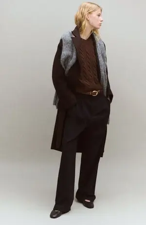 Mango Cable Knit V-neck Sweater