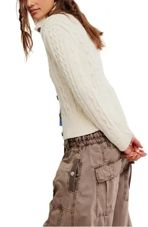 Free People Cable Stitch Cotton Cardigan