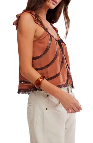 Free People Mable Pleated Ruffle Tank - Canyon Sunset Combo