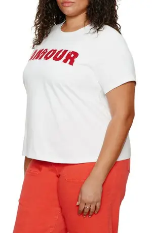 Sanctuary Embellished Graphic Organic Cotton T-shirt - White/cherry Lacquer